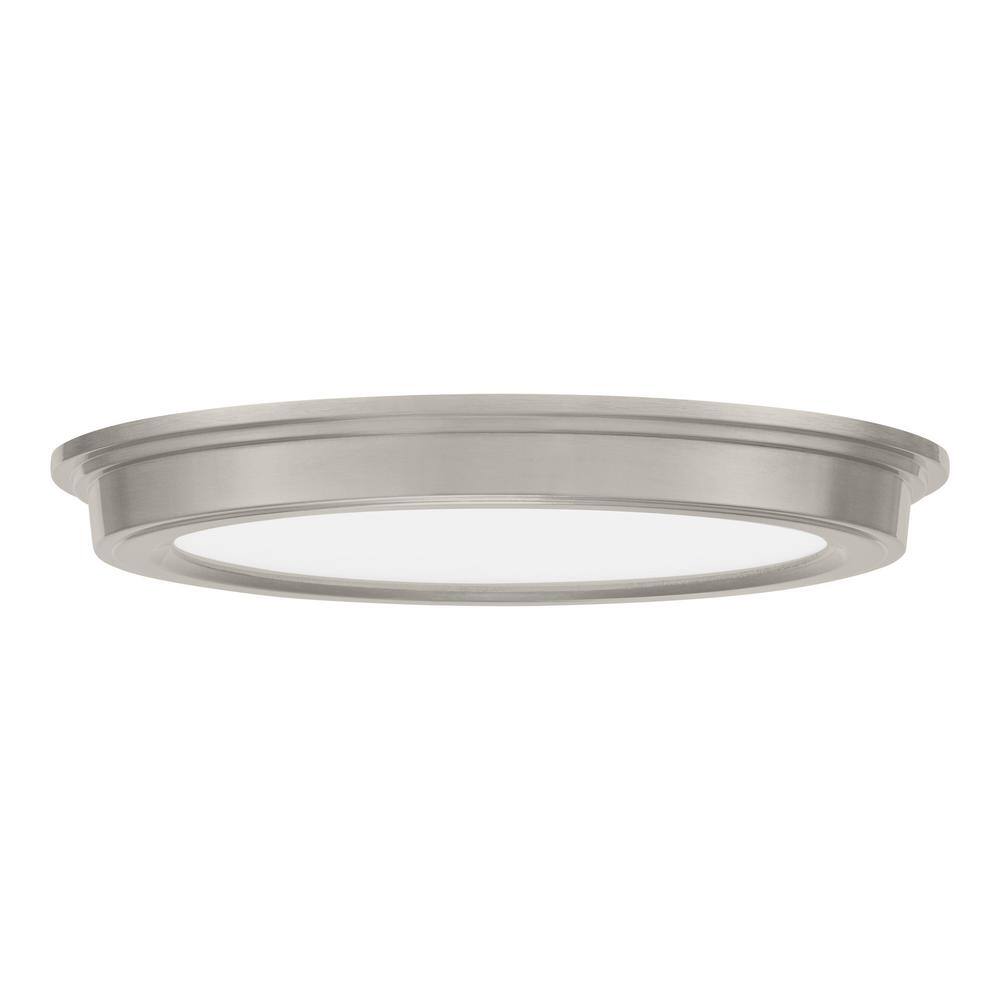 Commercial Electric 7 in. Brushed Nickel Selectable LED Round Flush ...