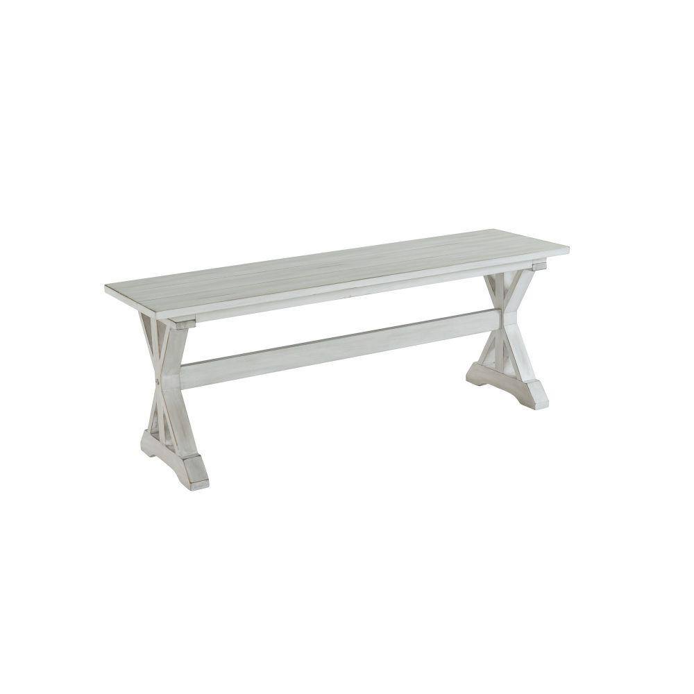 Benjara 48 in. White Backless Bedroom Bench with X Shaped Pedestal Legs ...