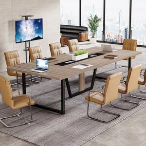 BYBLIGHT Capen 94.5 in. Retangular Brown Wood Conference Table 8FT ...