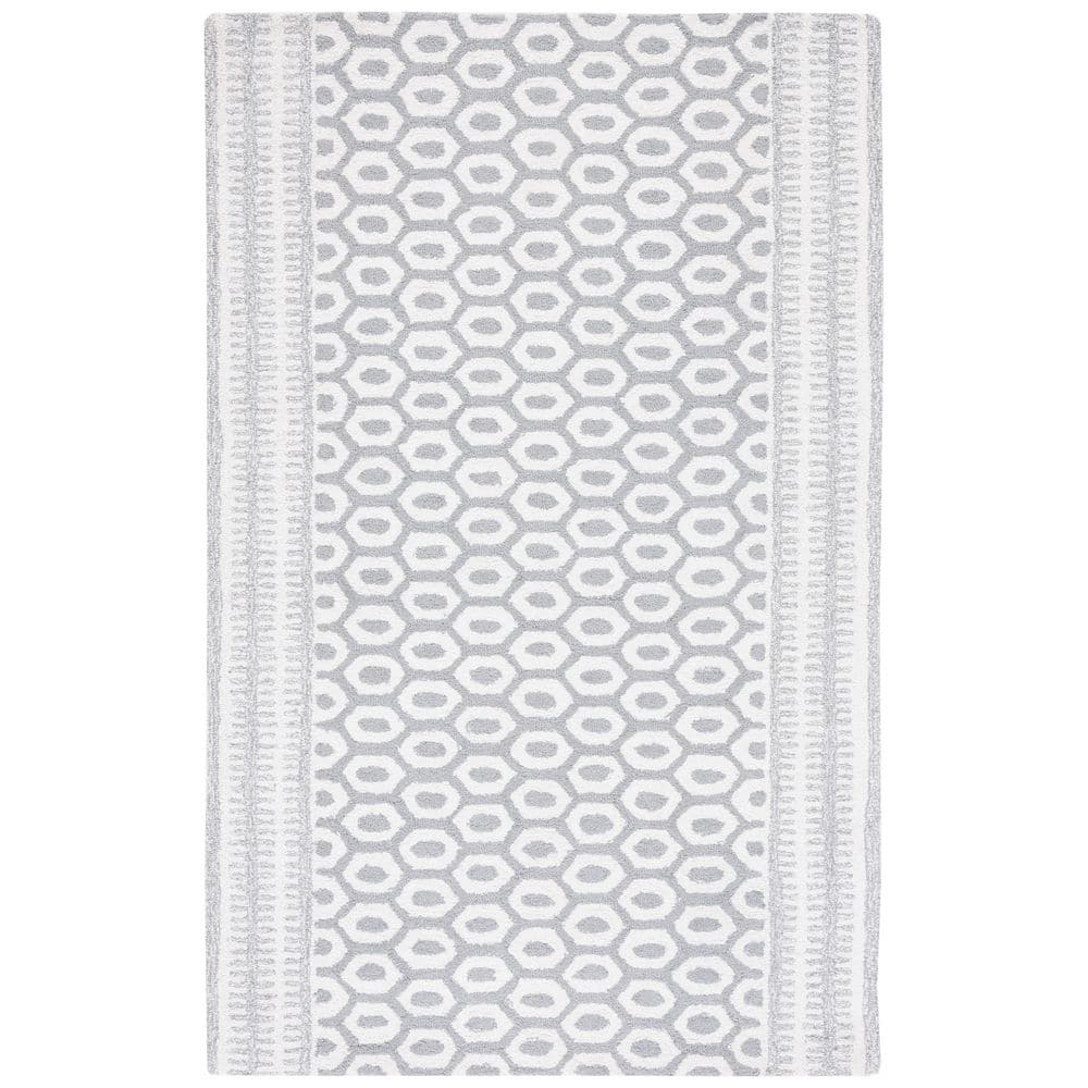 SAFAVIEH Capri 8 ft. x 10 ft. Ivory/Gray Border Trellis Area Rug ...