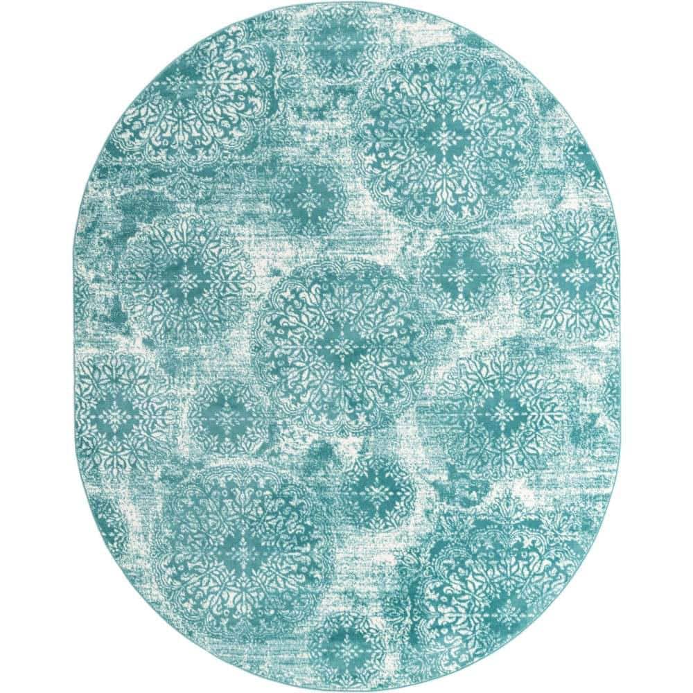 Unique Loom Sofia Grand Turquoise 7 ft. 10 in. x 10 ft. Area Rug ...