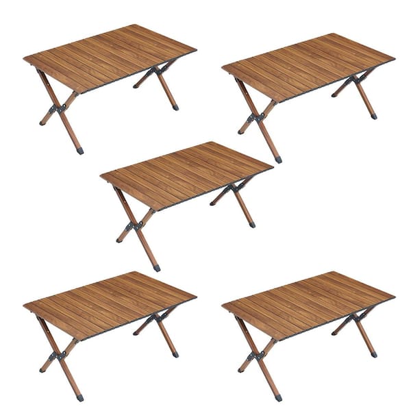 Foldable 37 in. Brown Rectangle Aluminum Picnic Tables with Storage Bag ...