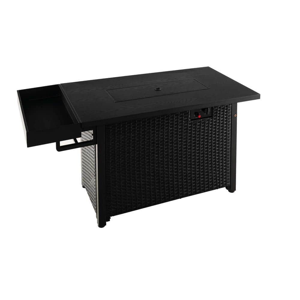 Costway Rectangle Gas Outdoor Fire Pit Table Patio Propane Firepit with ...