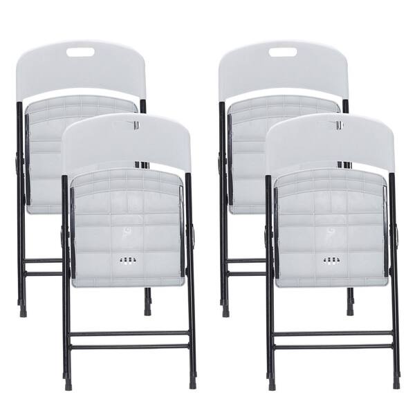 Sungrd White Portable Chair with Metal Frame Indoor Outdoor Lounge ...