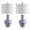JONATHAN Y Jennifer 25.25 in. Blue/White Ceramic/Metal LED Table Lamp ...