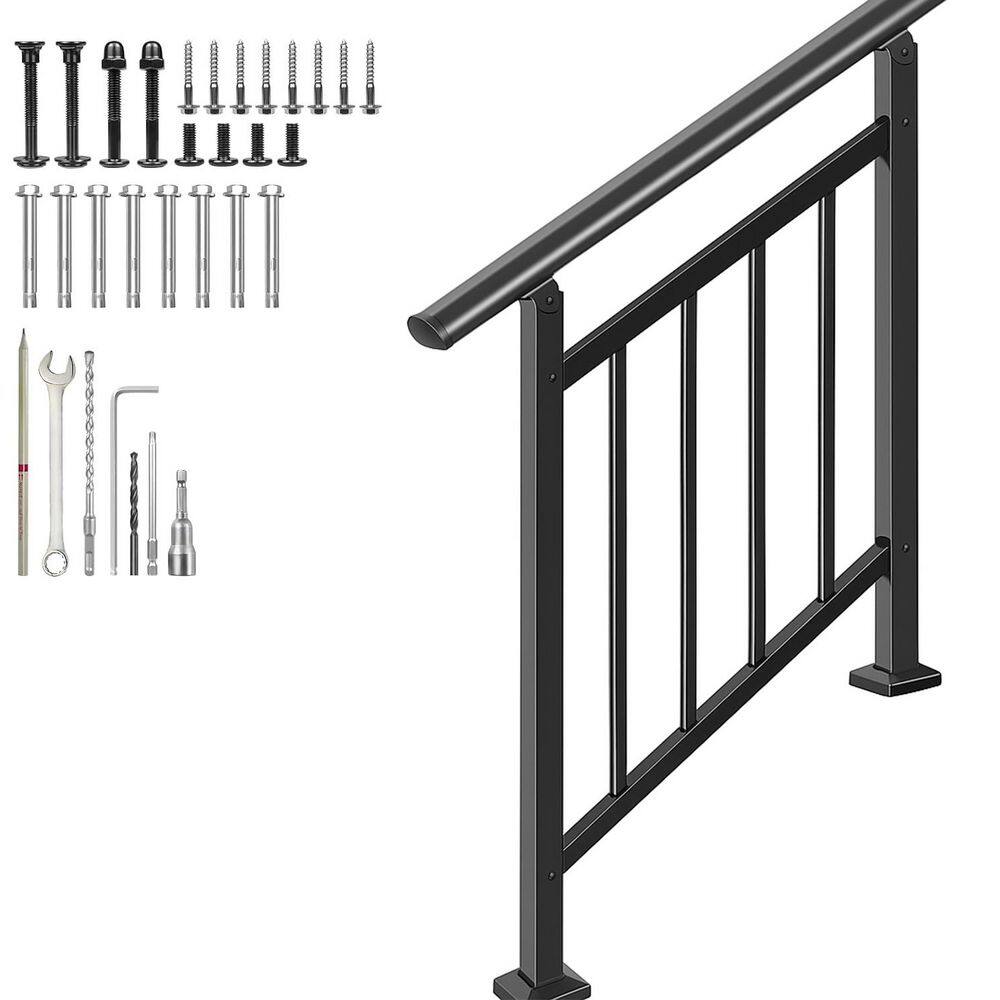 Afoxsos 39 H x 37 W Black Wrought Iron Adjustable Stair and Horizontal ...