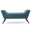 Noble House Demi Dark Teal Upholstered Bench (23.50 in. x 52 in. x 19. ...
