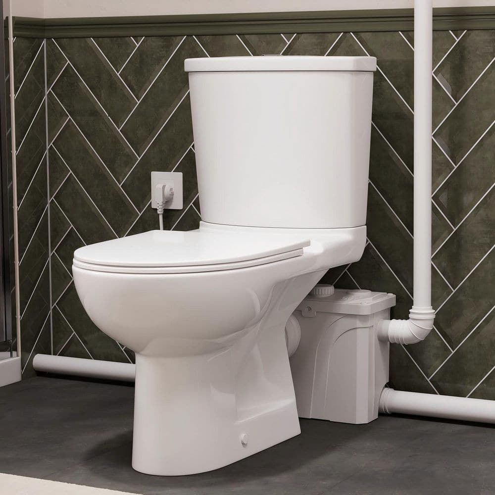 DEERVALLEY 2-Piece Macerating Toilet with 700W Macerator Pump 1.0/1.28 ...