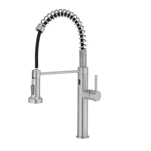 16 in. Tall Single Handle Touchless 360° Swivel Kitchen Faucet with ...