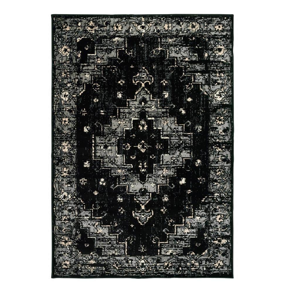 HomeRoots Black 8 ft. x 10 ft. Rectangle Polypropylene Area Rug ...
