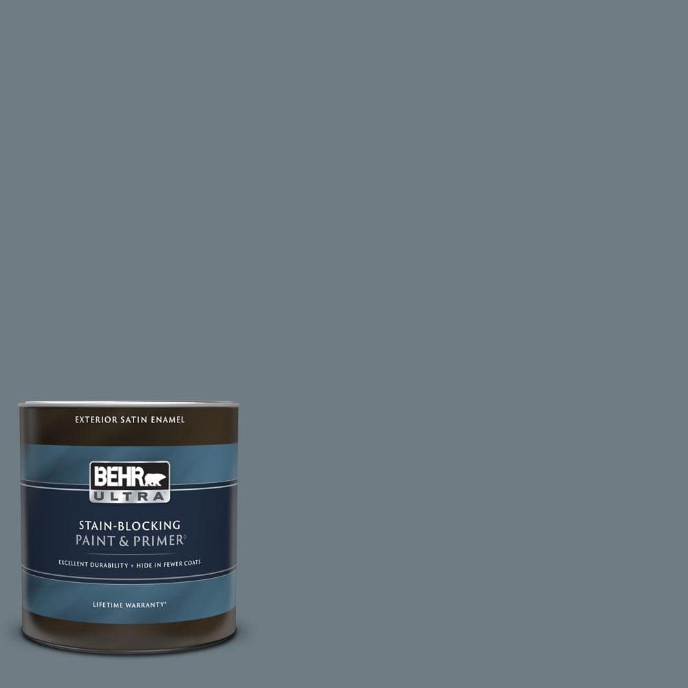 BEHR ULTRA 1 qt. #N490-5 Charcoal Blue Satin Enamel Exterior Paint ... BEHR ULTRA 1 qt. #N490-5 Charcoal Blue Satin Enamel Exterior Paint ...