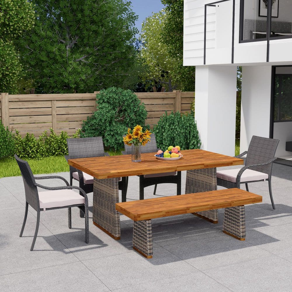 CHRISTOPHER KNIGHT HOME Kirk 6-Piece Solid Wood and Wicker Stackable ...
