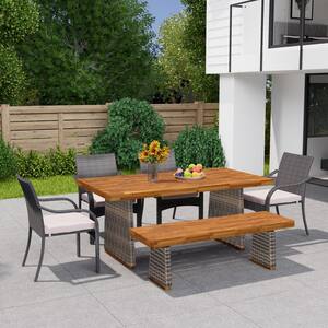 CHRISTOPHER KNIGHT HOME Hares Gray 7-Piece Metal Rectangular Patio ...