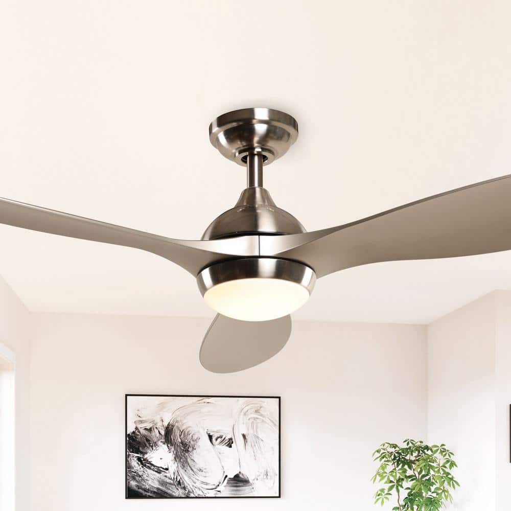 Parrot Uncle Bernardino 56 in. Brushed Nickel Downrod Mount LED Ceiling ...