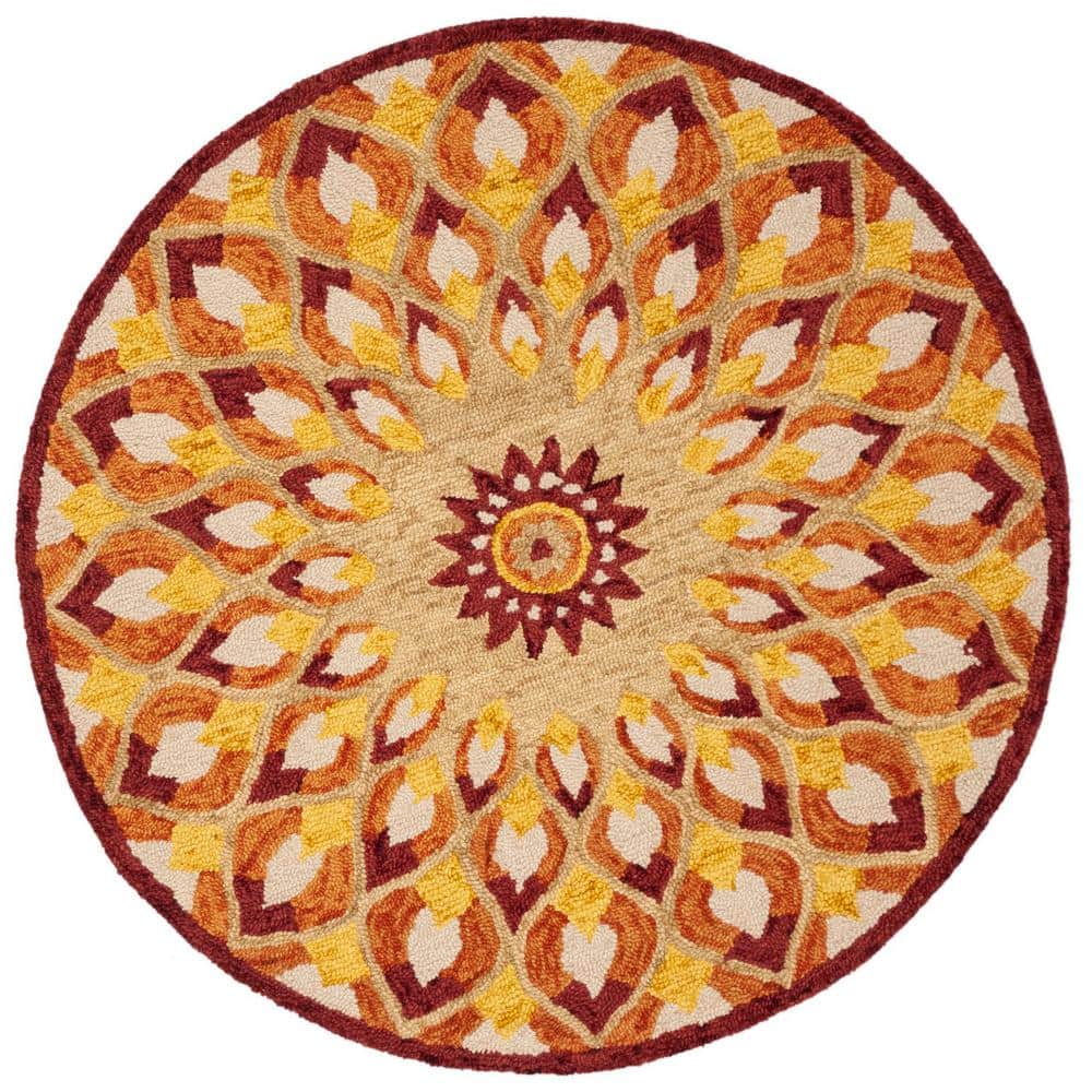 SAFAVIEH Novelty Rust/Gold 4 ft. x 4 ft. Round Border Area Rug NOV603P ...