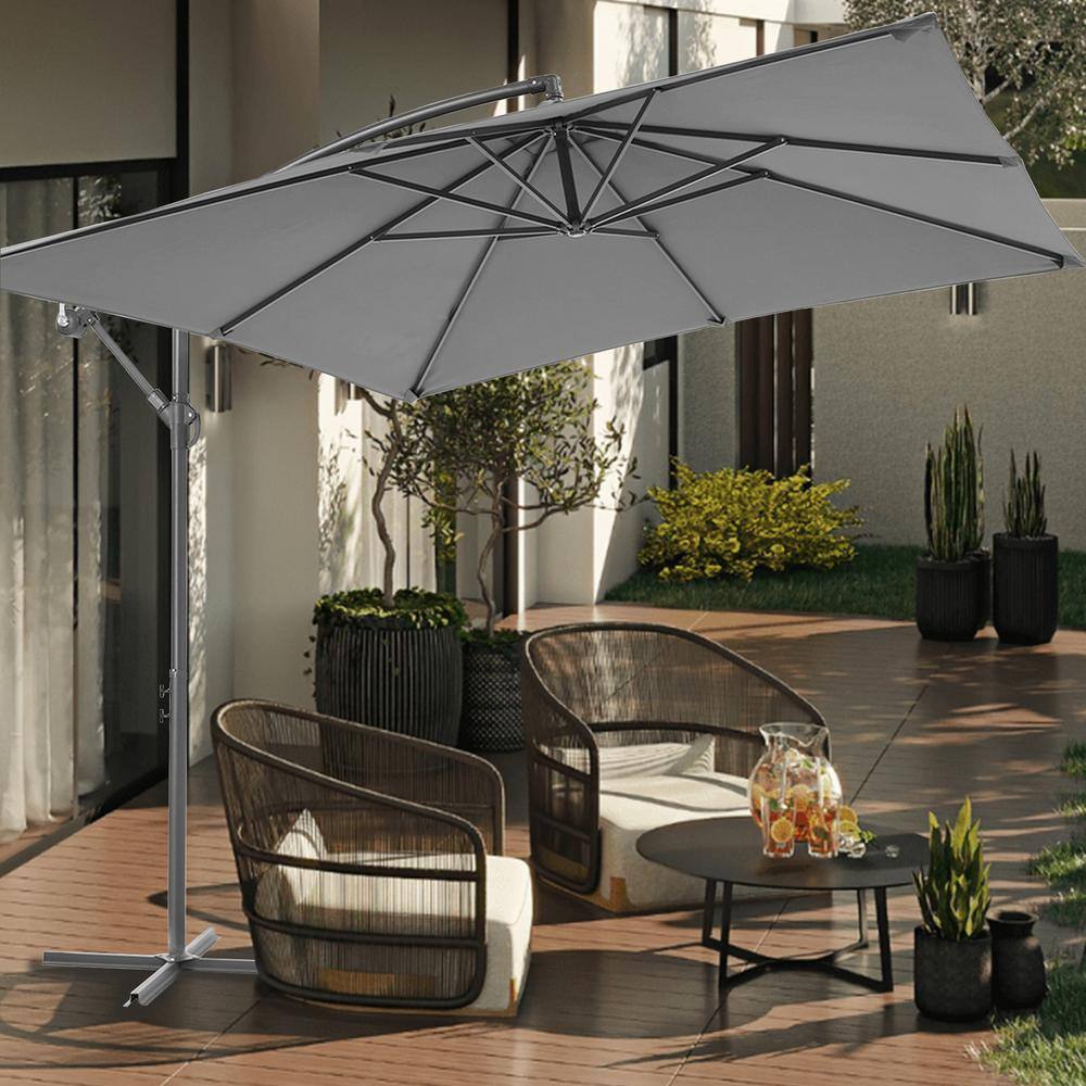 Sonkuki 8.2 ft. x 8.2 ft. Square Outdoor Offset Cantilever Patio ...