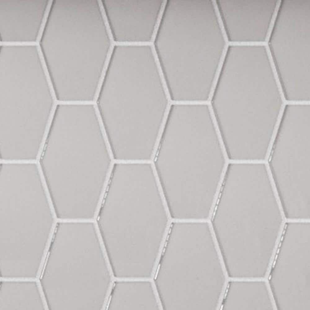 CRUZ BAY STUDIO Long Hex 2.83-3in. x3. 5-4in. Misty Grey Gloss Glass ...