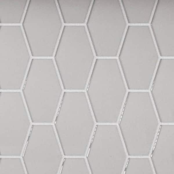 CRUZ BAY STUDIO Long Hex 2.83-3in. x3. 5-4in. Misty Grey Gloss Glass ...
