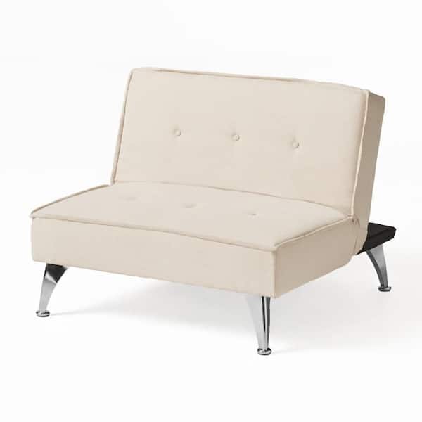 Benjara Coco Ivory and Chrome Fabric Rectangle Accent Ottoman BM335190 ...