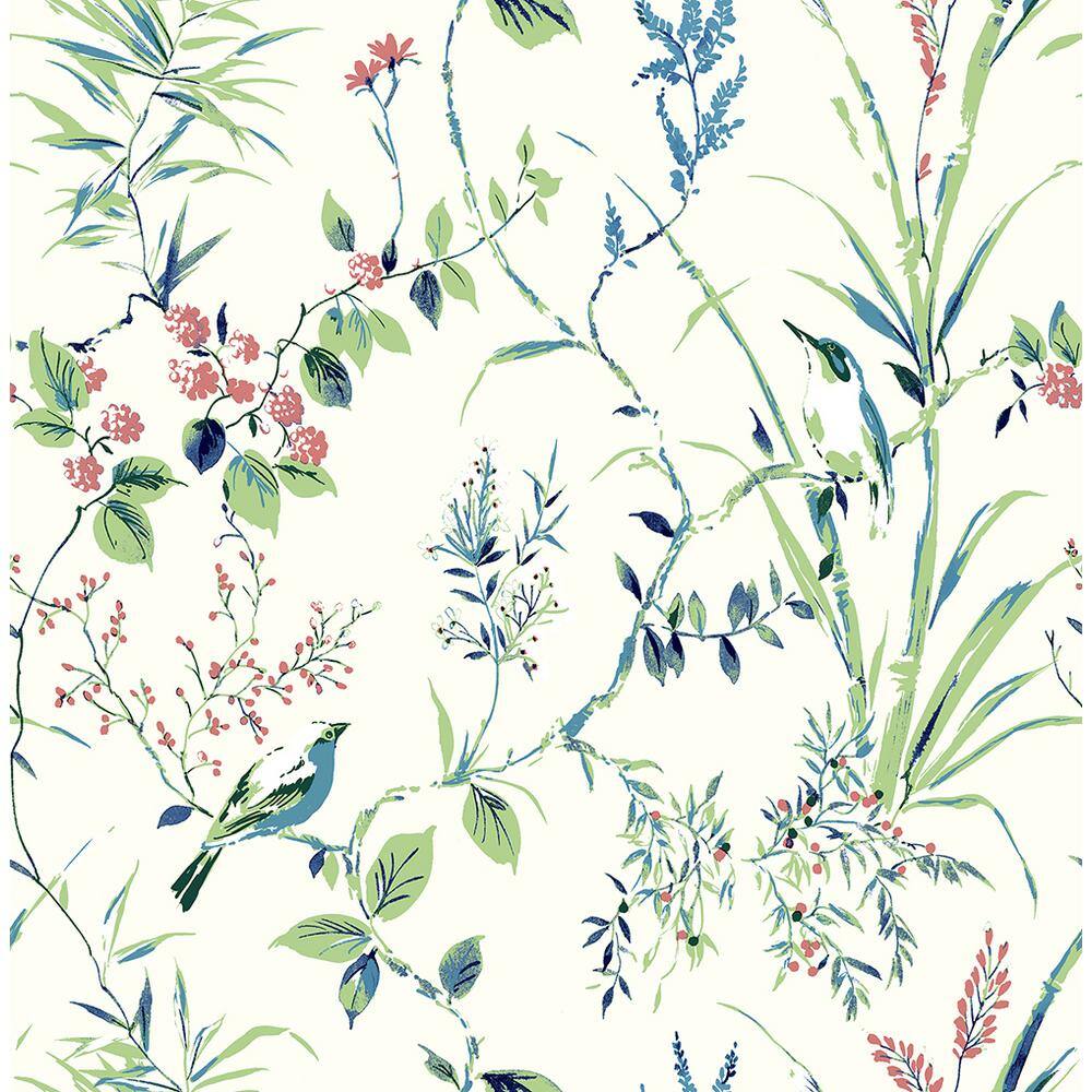 Brewster Mariko Green Botanical Green Wallpaper Sample UW25887SAM - The ...