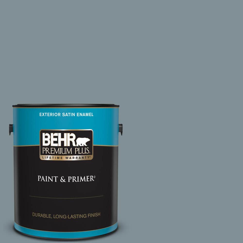 BEHR PREMIUM PLUS 1 gal. #740F-4 Dark Storm Cloud Satin Enamel Exterior ...