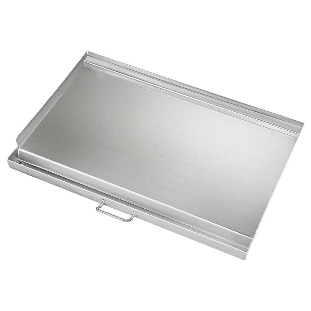 32 in. x 15 in. Stainless Steel Griddle Plate Silver Removable Handles ...