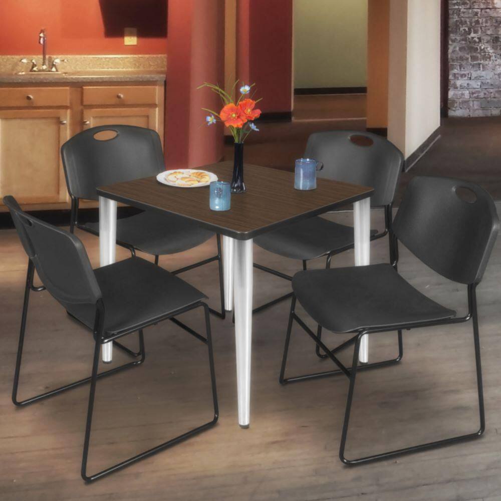 Regency Kahlo 30 in. Square Neo Walnut Breakroom Table Desk with Neo ...