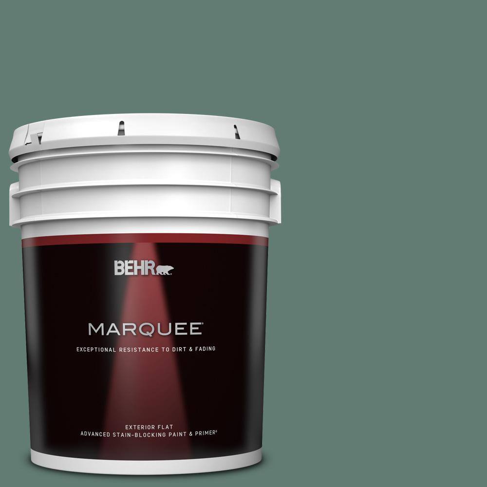 BEHR MARQUEE 5 gal. #S430-6 Forest Edge Flat Exterior Paint & Primer ...