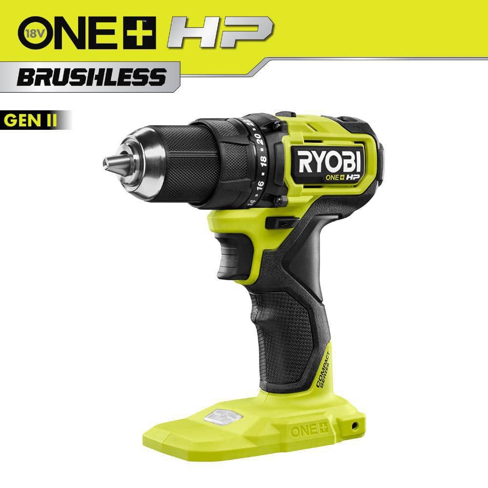 RYOBI ONE+ HP 18V Brushless Cordless Compact 1/2 in. Drill/Driver (Tool ...