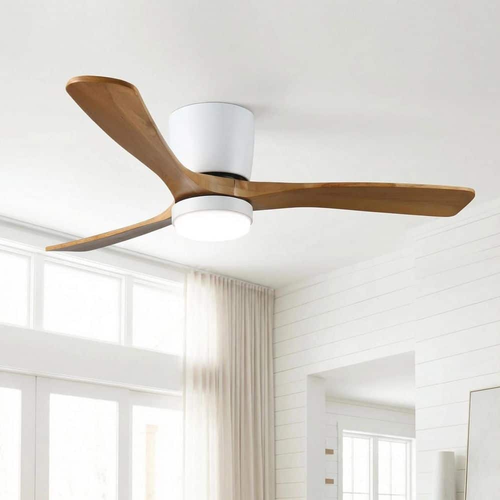 MODERN HABITAT 42 in. Integrated LED Indoor Flush Mount White/Walnut ...