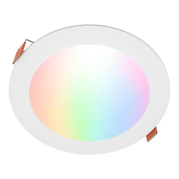 HALO HLB 6 in. Color and Tunable White Slim Canless Smart Wi-Fi LED Recessed Downlight with WiZ ...