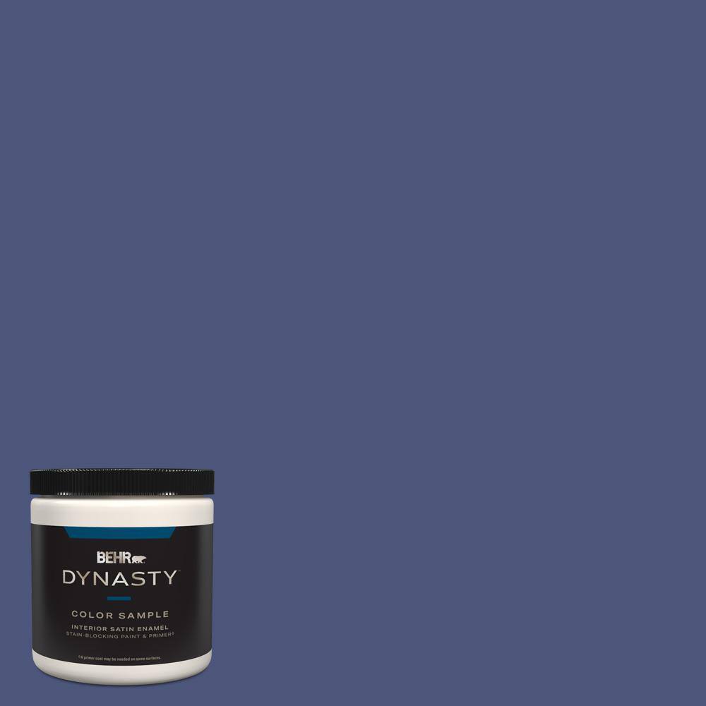 BEHR DYNASTY 8 oz. #620D-7 Deep Indigo Satin Enamel Stain-Blocking ...