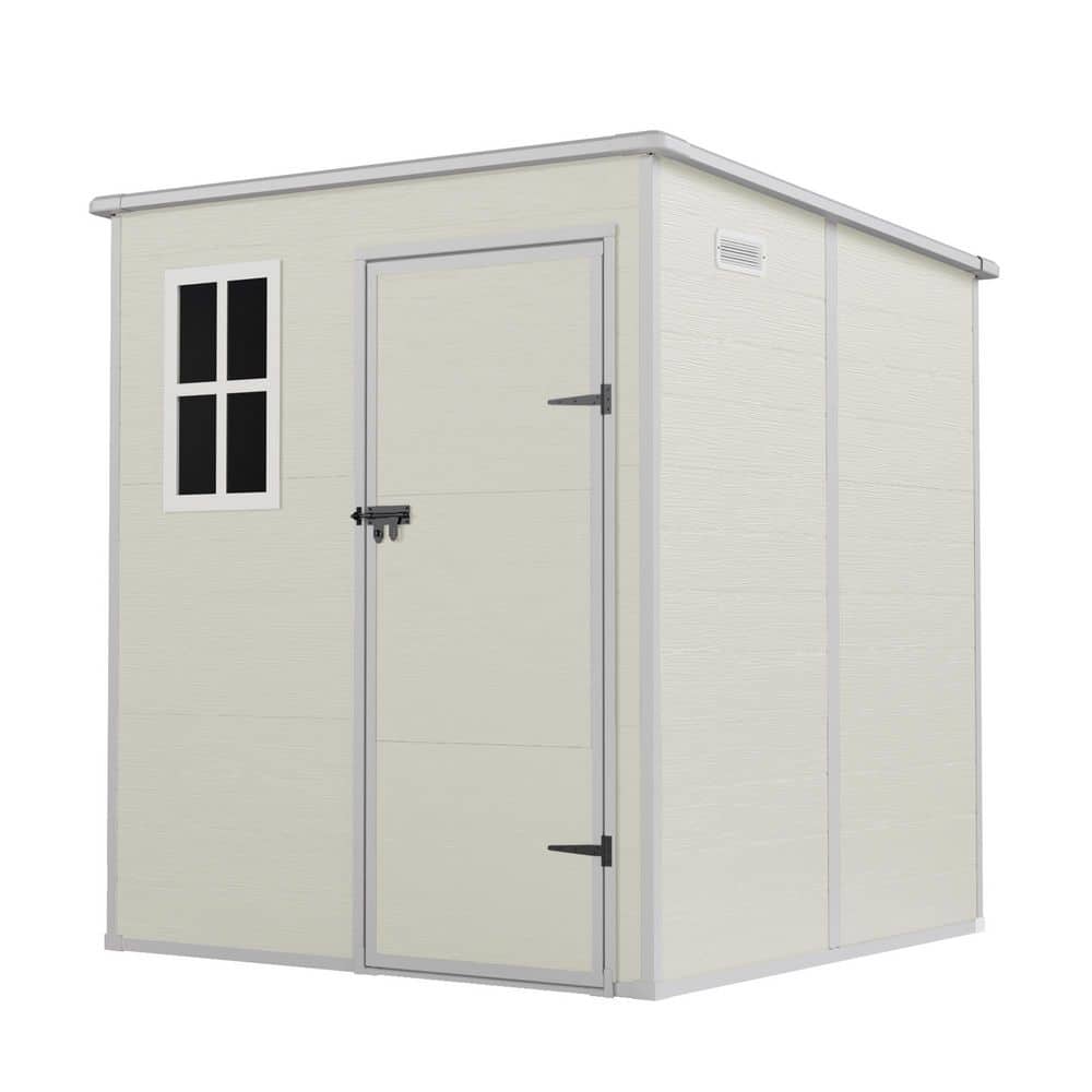 ELPOSUN 6 ft. W x 6 ft. D Beige Durable Outdoor Resin Plastic Storage ...