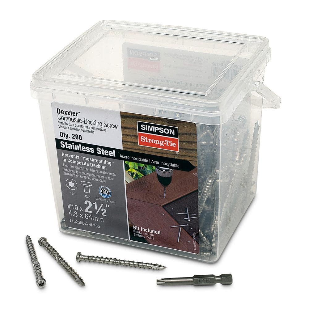 Simpson Strong-Tie #10 x 2-1/2 in. 6-Lobe Trim Pan Head Dexxter ...