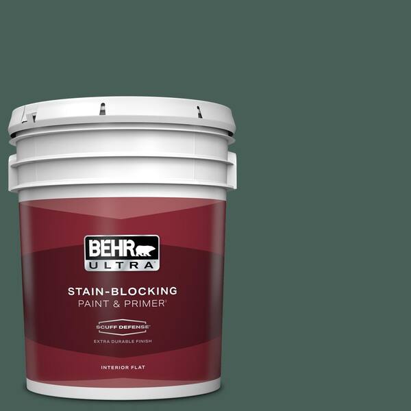 BEHR ULTRA 5 gal. #M440-7 Rainforest Extra Durable Flat Interior Paint ...