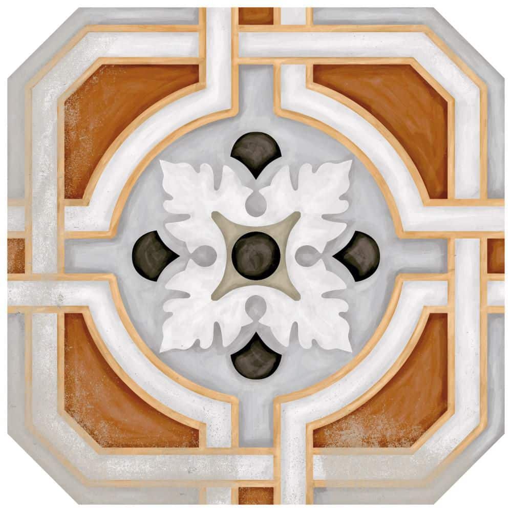 Merola Tile Vaudeville Octagon Deco Zimer 8 in. x 8 in. Porcelain Floor ...