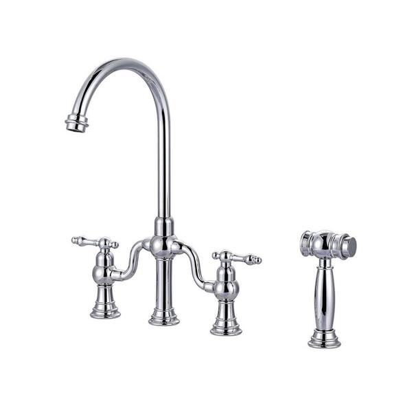 ARCORA Double-Handle High-Arc Deck Mounted Bridge Kitchen Faucet in ...