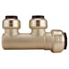 Tectite 3/4 in. Brass Push-To-Connect Inlet x 1/2 in. Brass Push-To-Connect Outlets 2-Port ...