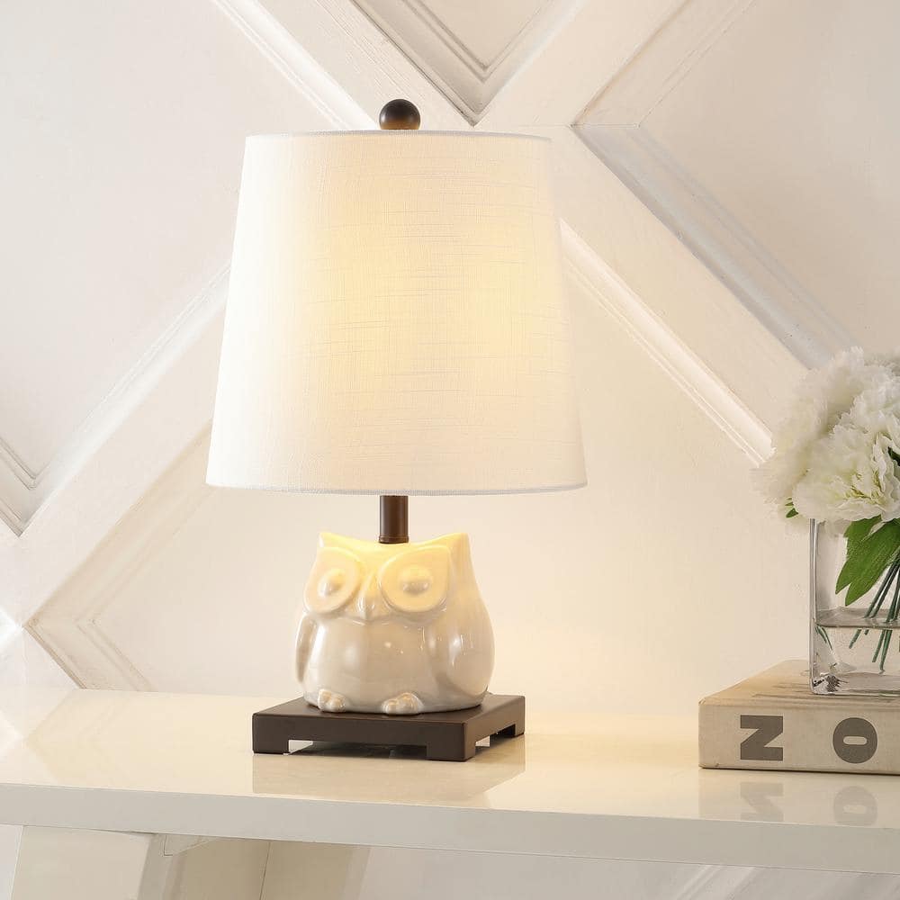 JONATHAN Y Justina 16 in. Antique White Ceramic Mini LED Table Lamp ...