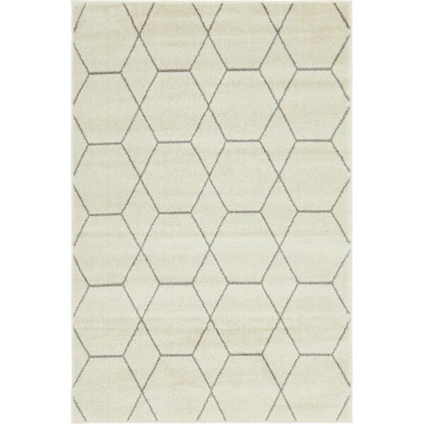 StyleWell Trellis Frieze Ivory/Gray 4 ft. x 6 ft. Geometric Area Rug ...