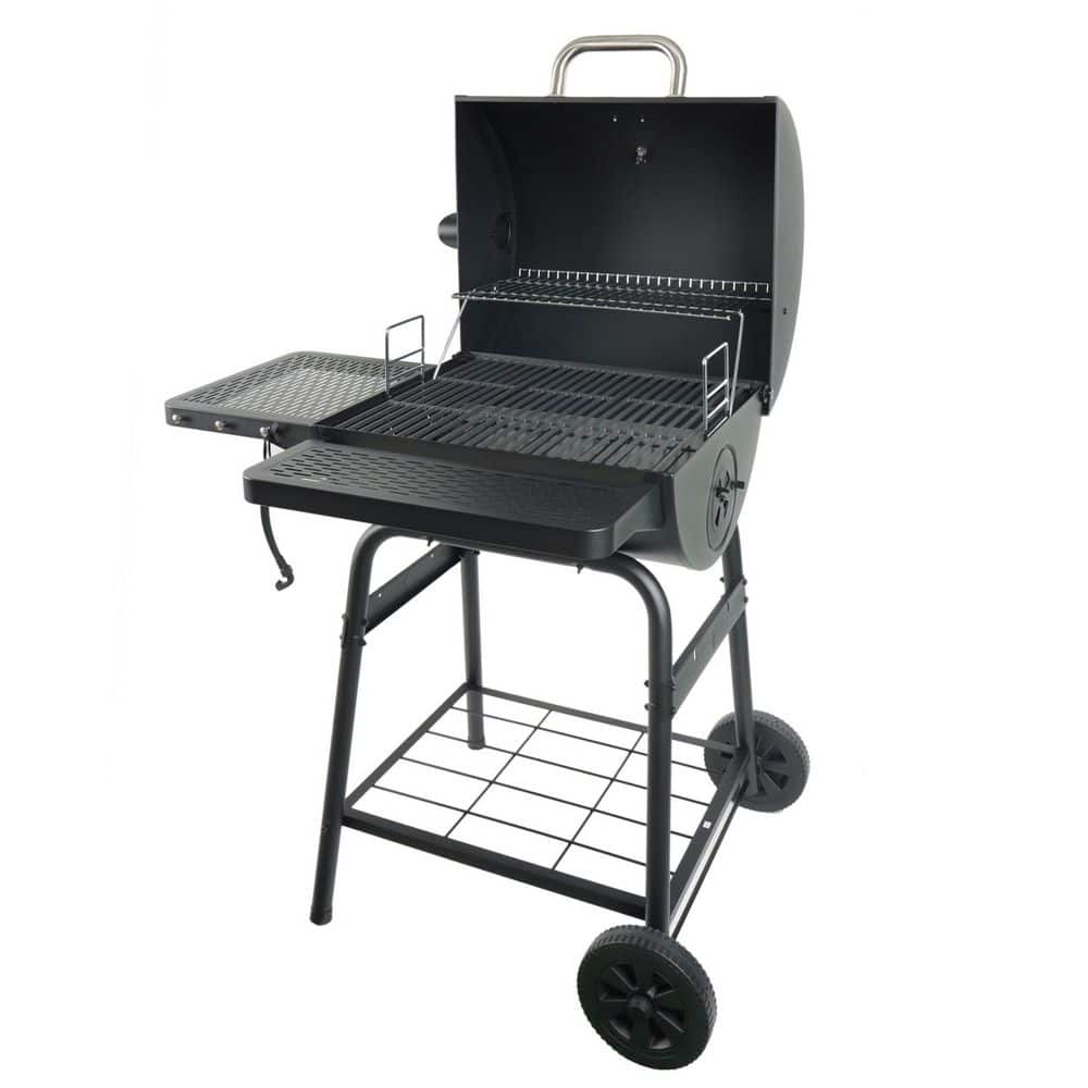 Grill Boss 23 in. Barrel Charcoal Grill in Black with Adjustable Grate ...