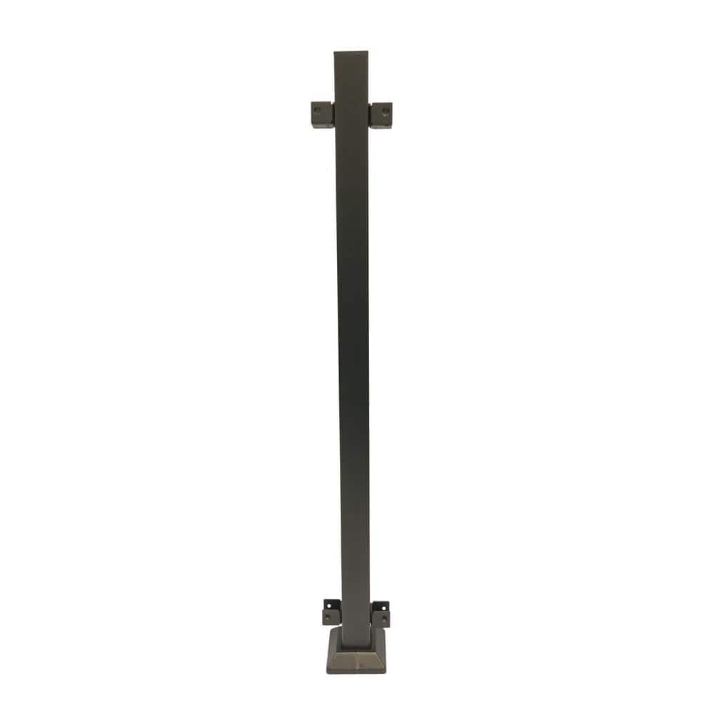 FORTRESS Fe26 2 in. x 2 in. x 39-1/2 in. Bronze Steel Railing Line Post ...