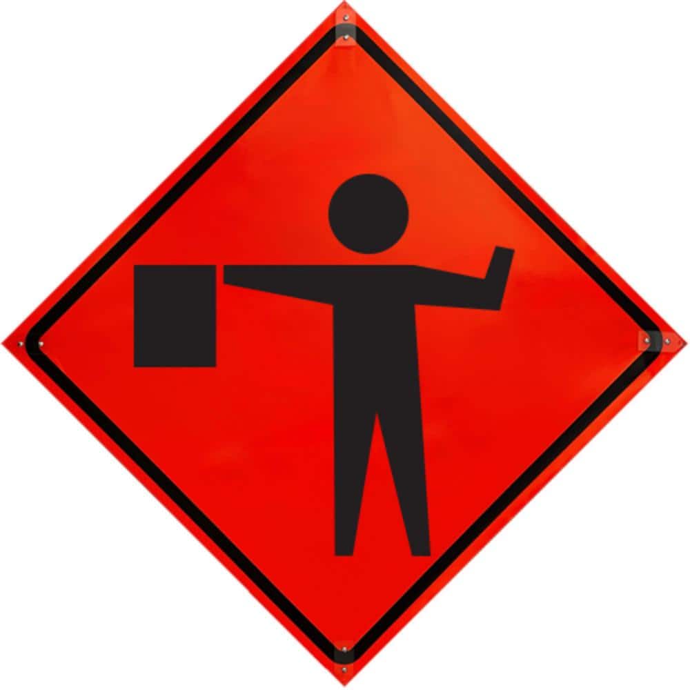 PLASTICADE 48 in. Roll Up Sign-Flagger Symbol R48DI-NRO-PP-W20-7 - The ...
