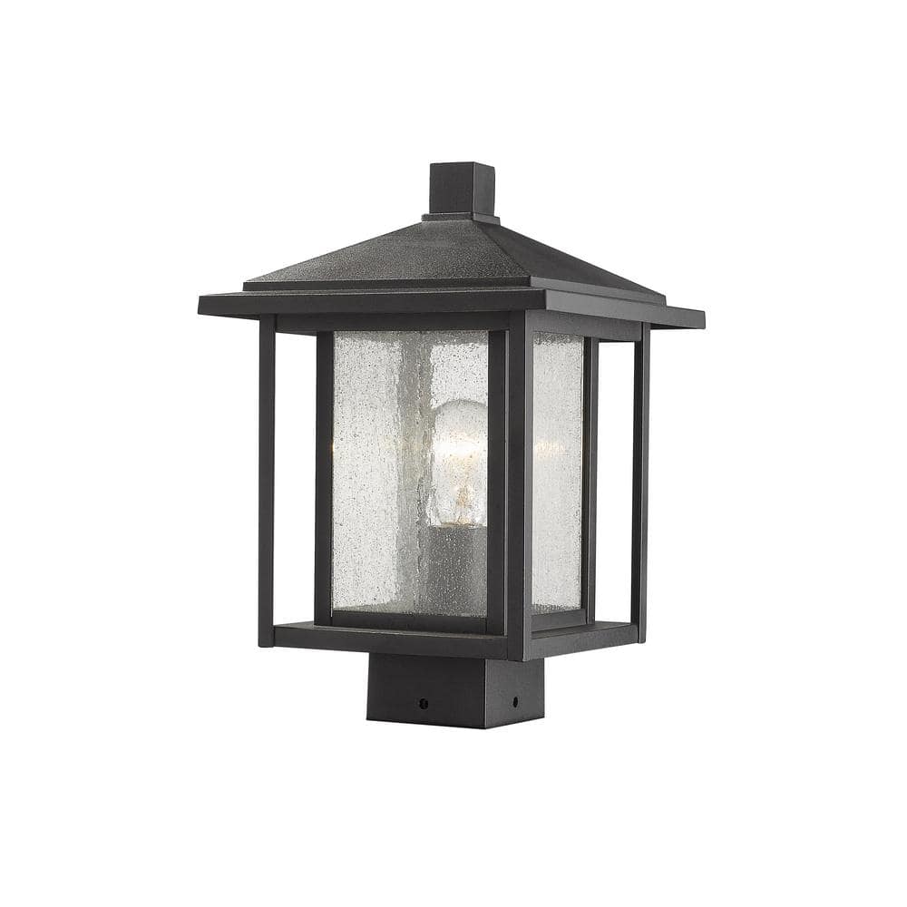 Aspen 1-Light Black 13.3 in. Aluminum Hardwired Outdoor Weather ...