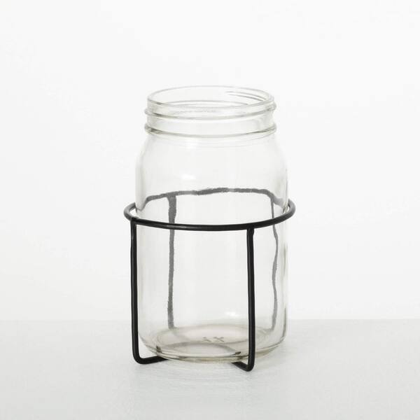 SULLIVANS 5.5 in. Modern Mason Jar in Black Cage, Glass G8457 - The ...