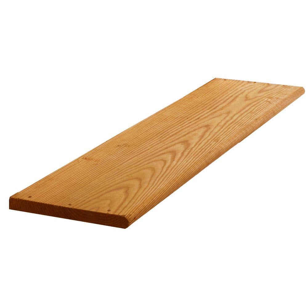 2 in. x 12 in. x 4 ft. Pressure-Treated Wood Cedar-Tone Bullnosed Stair ...