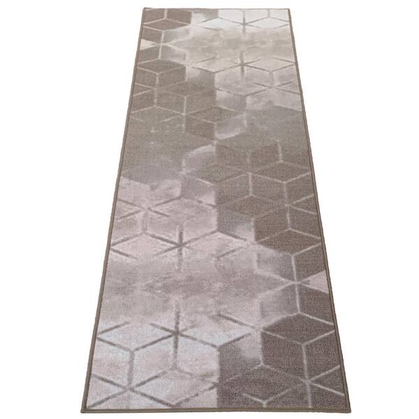 PLAYA RUG Cubes Abstract Beige Color 26 in. Width x Your Choice Length ...
