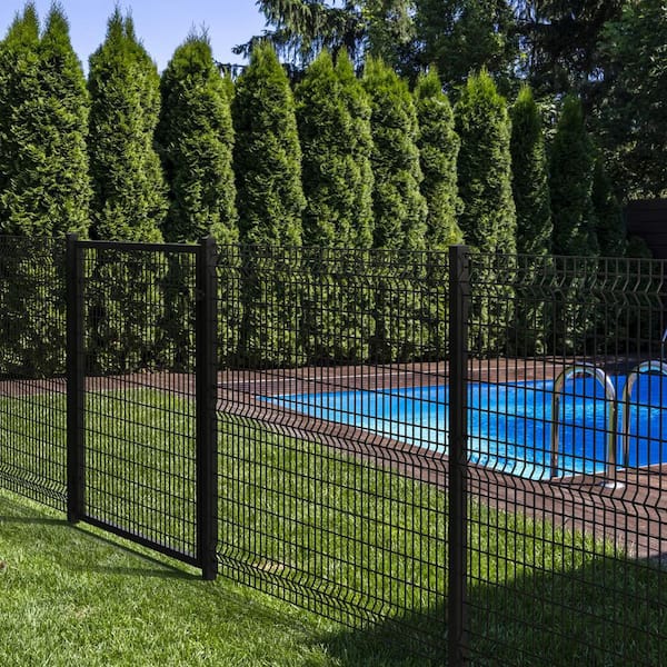 FORGERIGHT 5 ft. H x 6 ft. W Deco Grid Black Steel Fence Panel 868004 ...