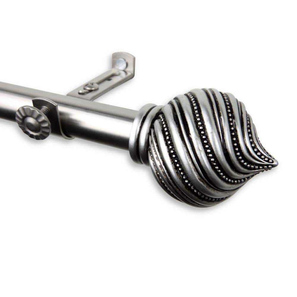 Rod Desyne 66 in. - 120 in. Telescoping Single Curtain Rod Kit in Satin ...