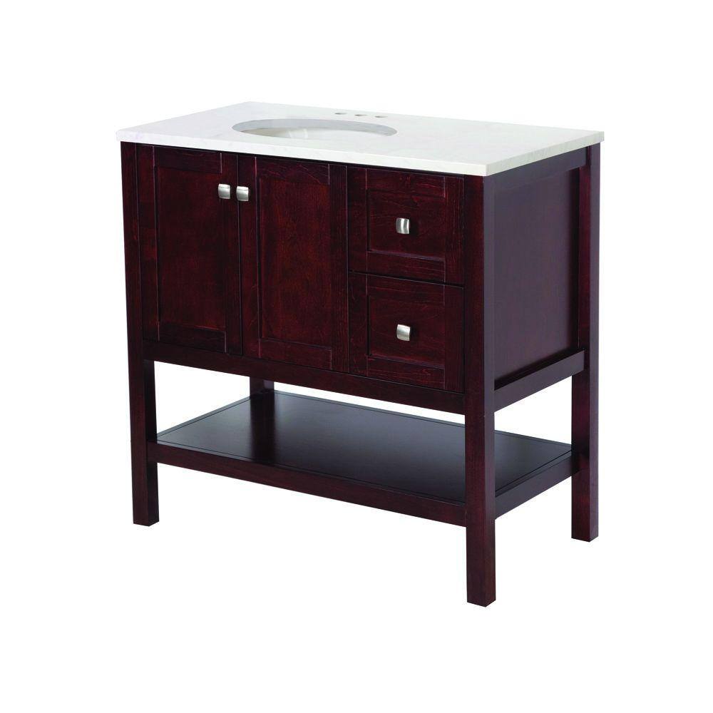 St. Paul Sydney 36 in. Vanity in Dark Cherry with Stone Effects Vanity ...